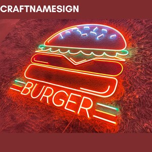 Large Burger Neon Sign, Burger Led Sign, Custom Neon Sign, Fast Food ...