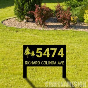 Custom Metal Adress Sign With Stakes, Home Address Sign, Metal Yard ...