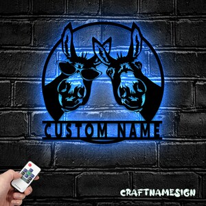 Custom Funny Two Donkey Farmhouse Metal Wall Art LED Light Personalized ...