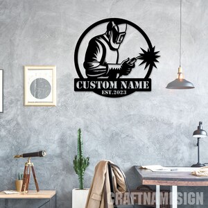Custom Welding Metal Wall Art LED Light - Personalized Welder Name Sign ...