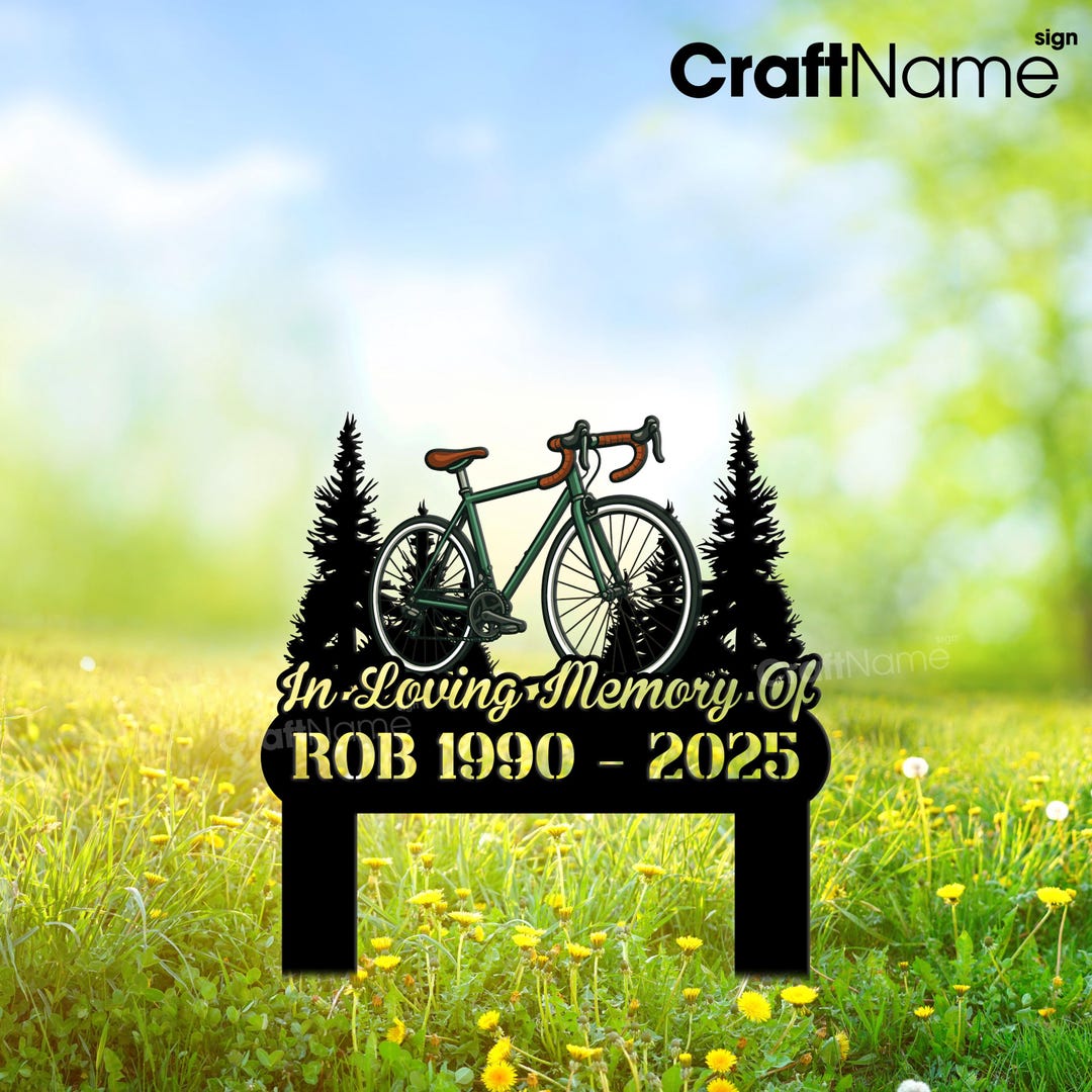 Custom Bicycle Memorial Metal Plaque With Stake, Bike Rider Grave ...