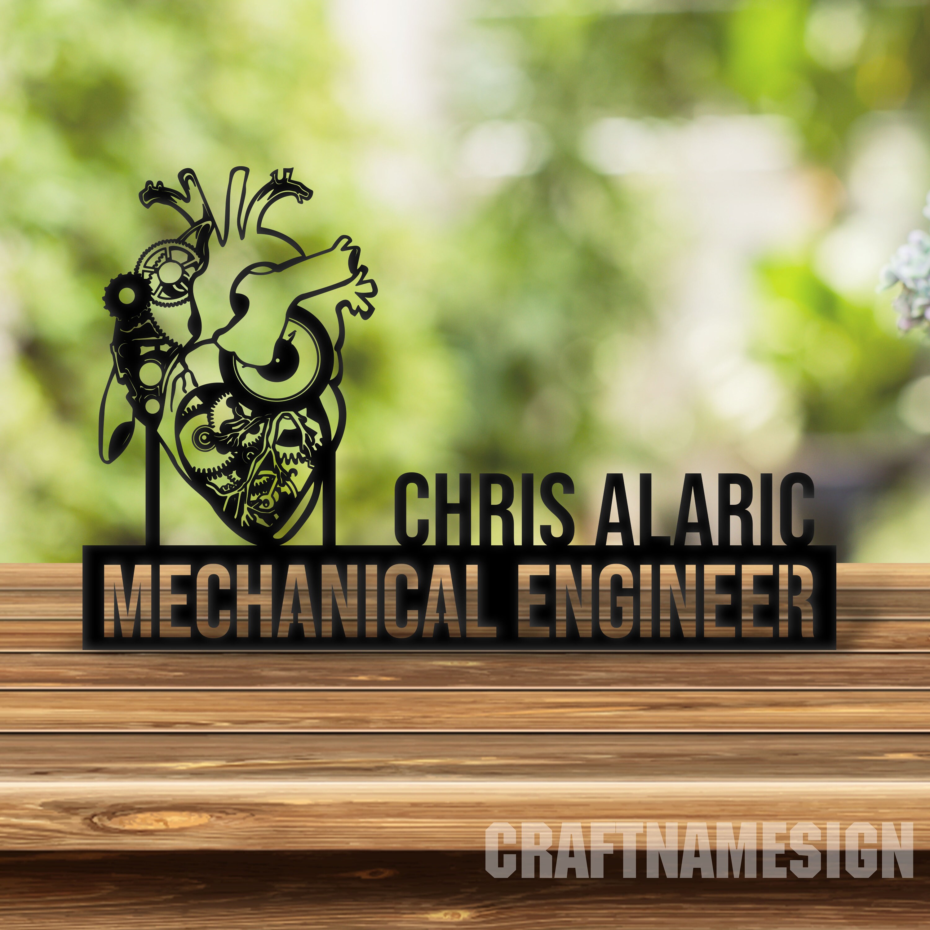 Custom Wooden Diesel Mechanic Desk Name Plate, Mechanic Metal Nameplate ...