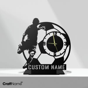 Custom Soccer Metal Table Clock, Personalized Silent Tabletop Clock ...