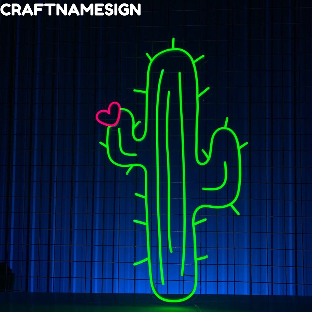 Cactus With Heart Neon Sign, Desert Cactus Led Sign, Custom Neon Sign ...