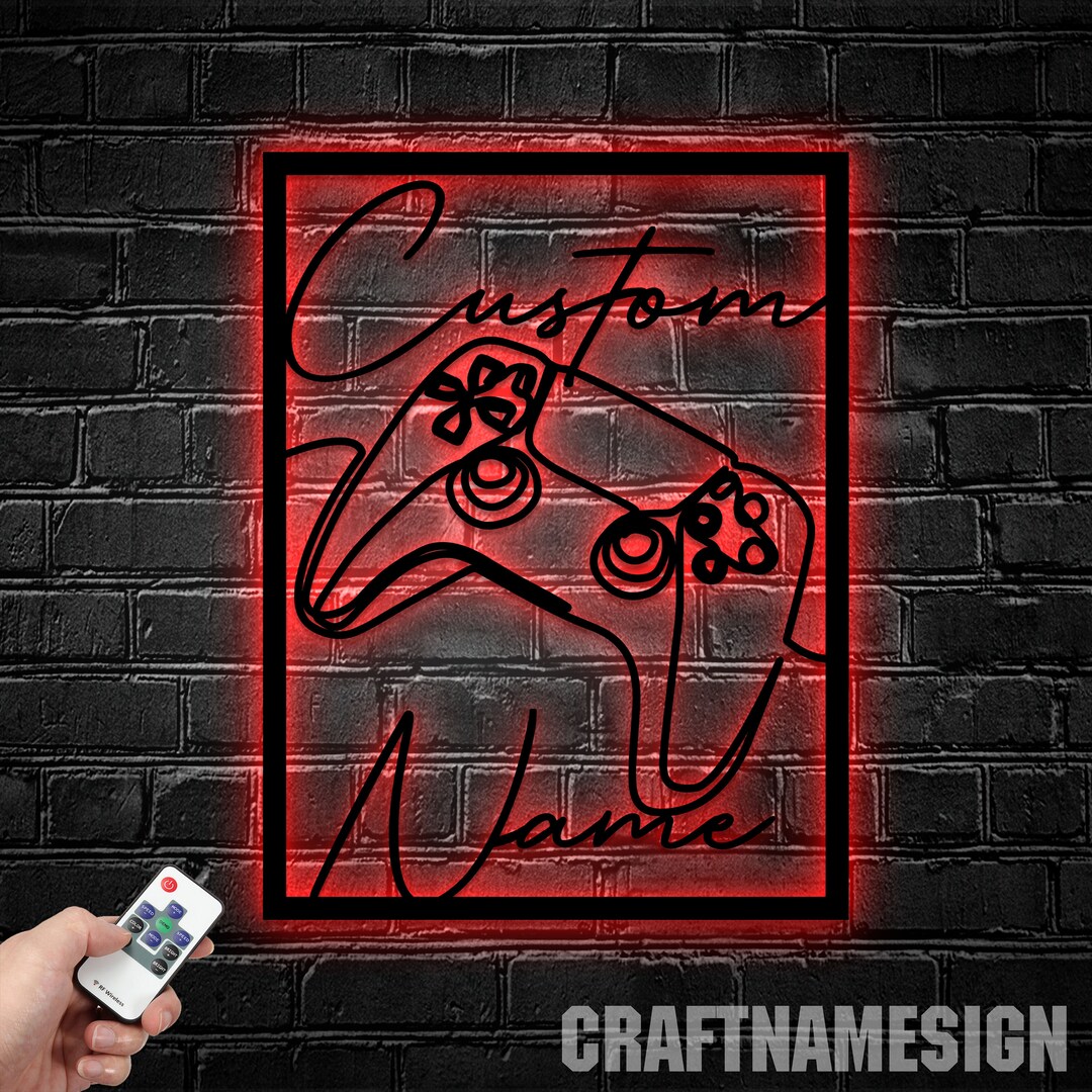 Custom Game Zone Metal Wall Art With LED Lights, Personalized Gaming ...