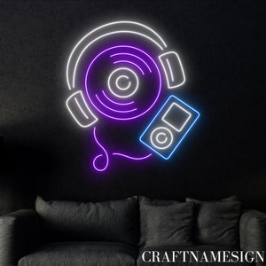 MP3 Player Neon Sign, MP3 Player Led Sign, Custom Neon Sign, MP3 Record ...