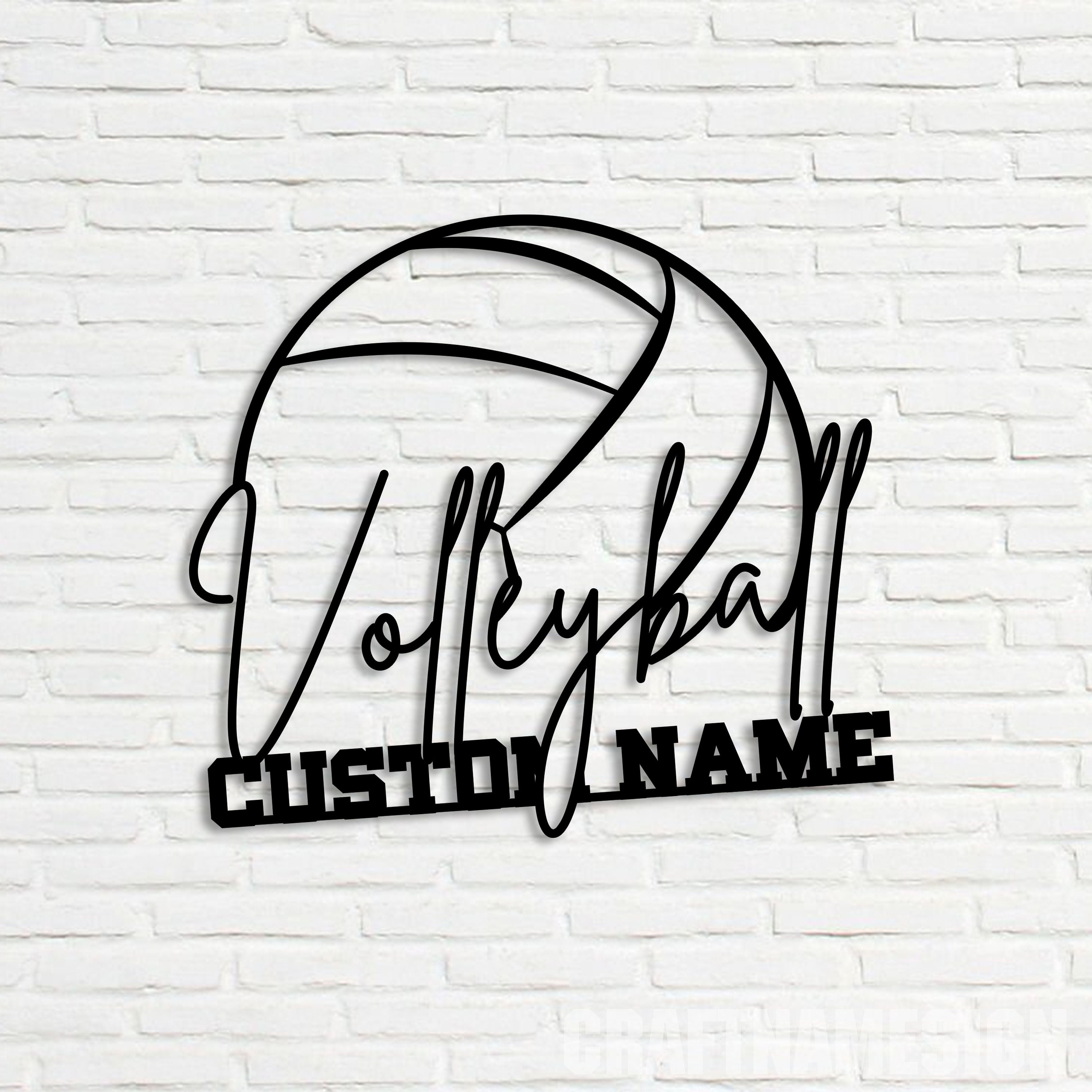 Personalized Volleyball Metal Wall Art LED Light, Volleyball Player ...