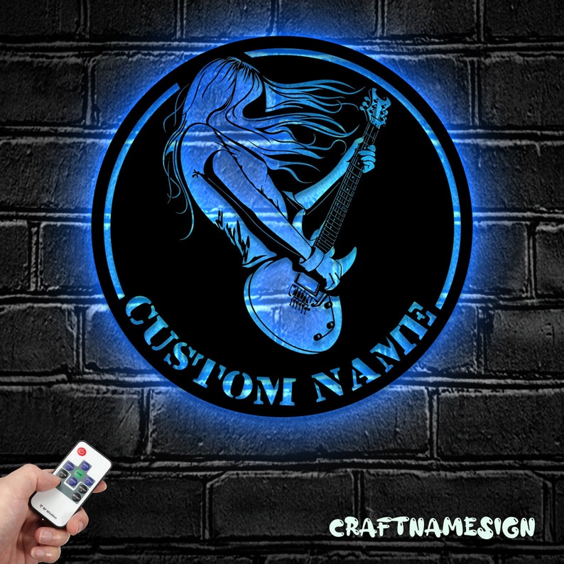 Custom Girl Play Guitar Metal Wall Art Led Light Personalized - Etsy