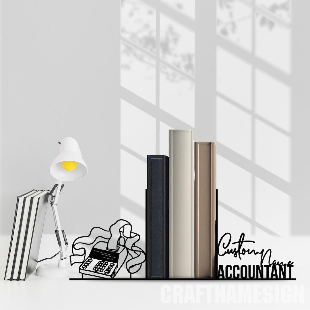 Custom Accounting Metal Bookend, Personalized Accountant Name Book End ...