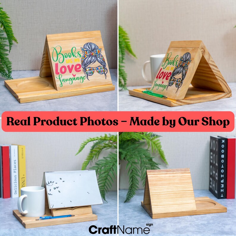 Personalized French Bulldog Wooden Book Holder, Book Stand for Office ...