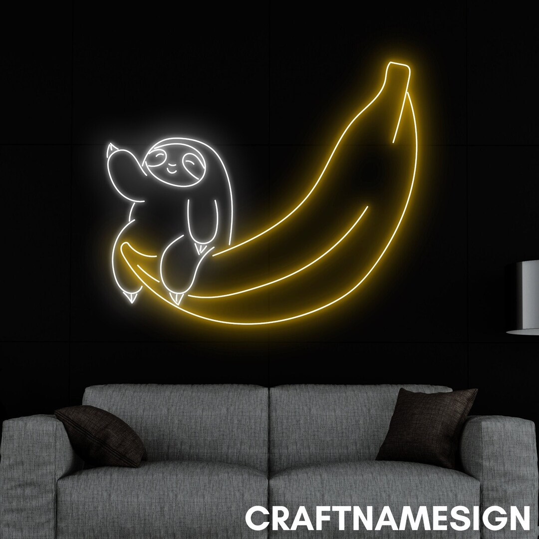 Sloth Banana Led Sign, Sloth Banana Neon Sign, Custom Neon Sign, Banana ...