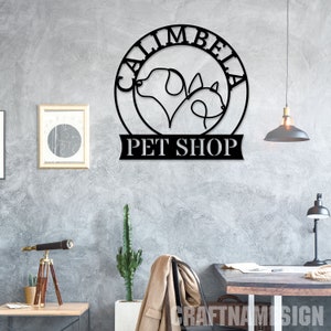 Personalized Pet Shop Sign Custom Logo Name Plaque Metal Wall Art Decor ...