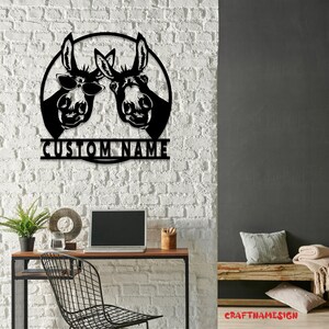 Custom Funny Two Donkey Farmhouse Metal Wall Art LED Light Personalized ...
