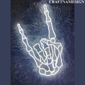 Skeleton Rock Hand Neon Sign, Skeleton Halloween Led Sign, Custom Neon ...