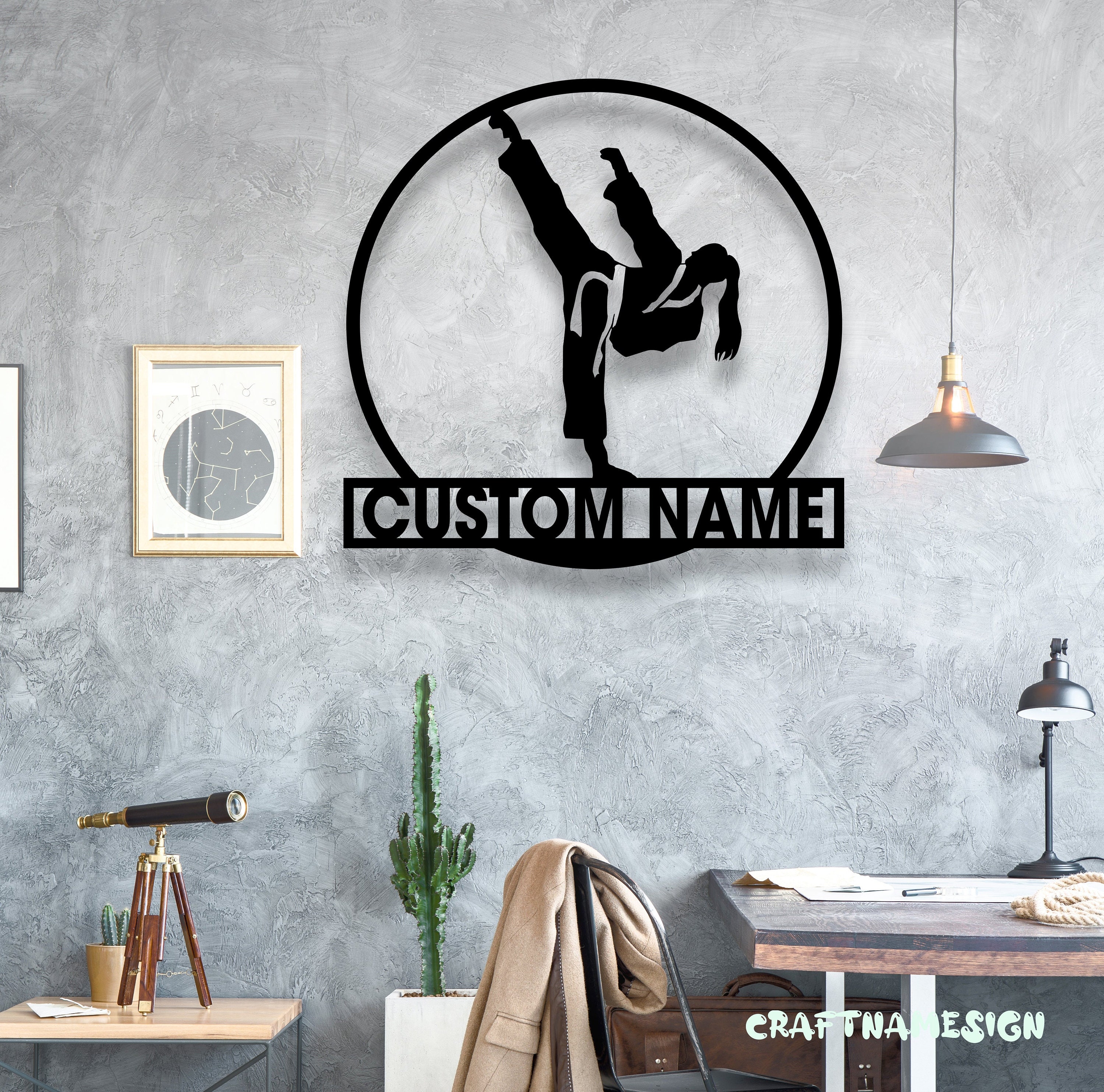 Custom Girl Karate Martial Arts Metal Wall Art With LED Light ...