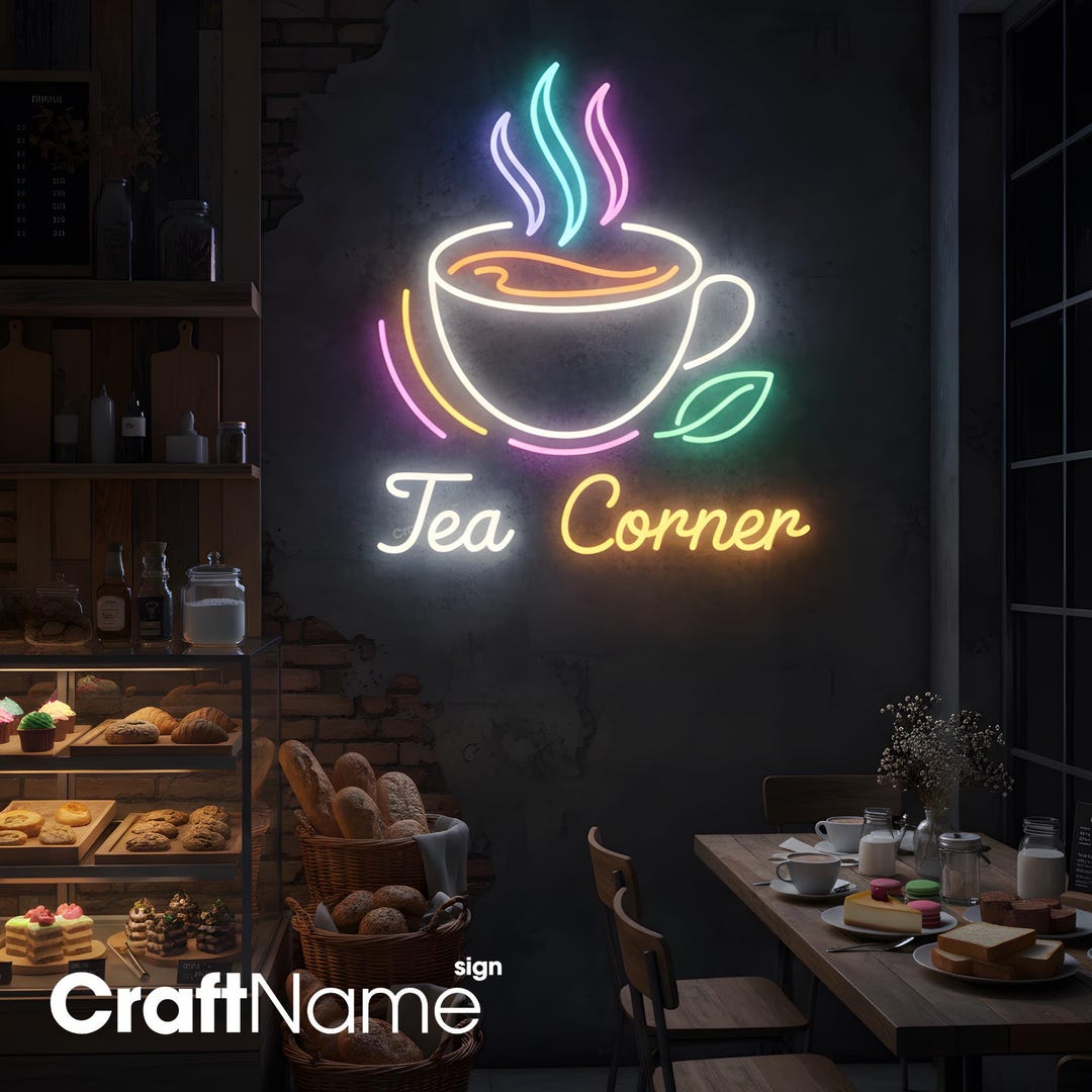 Tea Corner Neon Sign, Bright Tea Cup LED Wall Sign for Cozy Café or ...