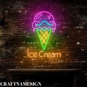 Ice Cream Led Sign, Ice Cream Shop Signboard Neon Sign, Custom Neon Led ...