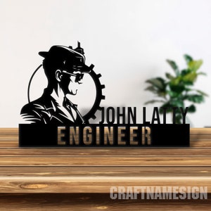 Custom Wooden Civil Engineer Desk Name Plate, Engineer Metal Nameplate ...