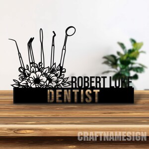 Custom Dentist Wooden Desk Name Plate, Dentist Metal Nameplate for Desk ...