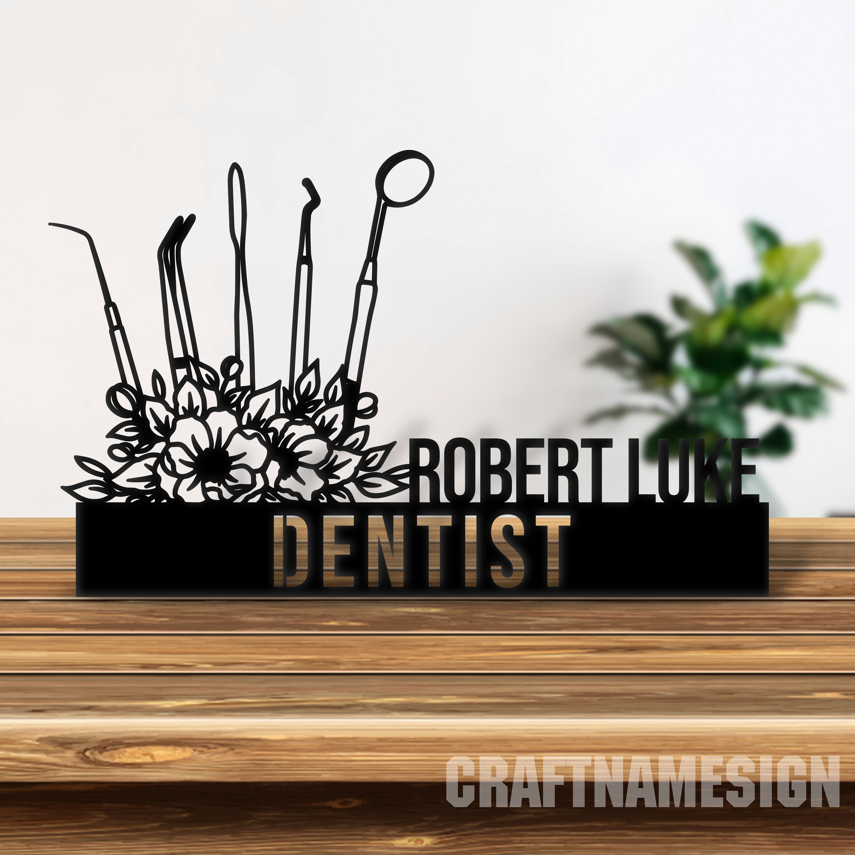 Custom Dentist Wooden Desk Name Plate, Dentist Metal Nameplate for Desk ...