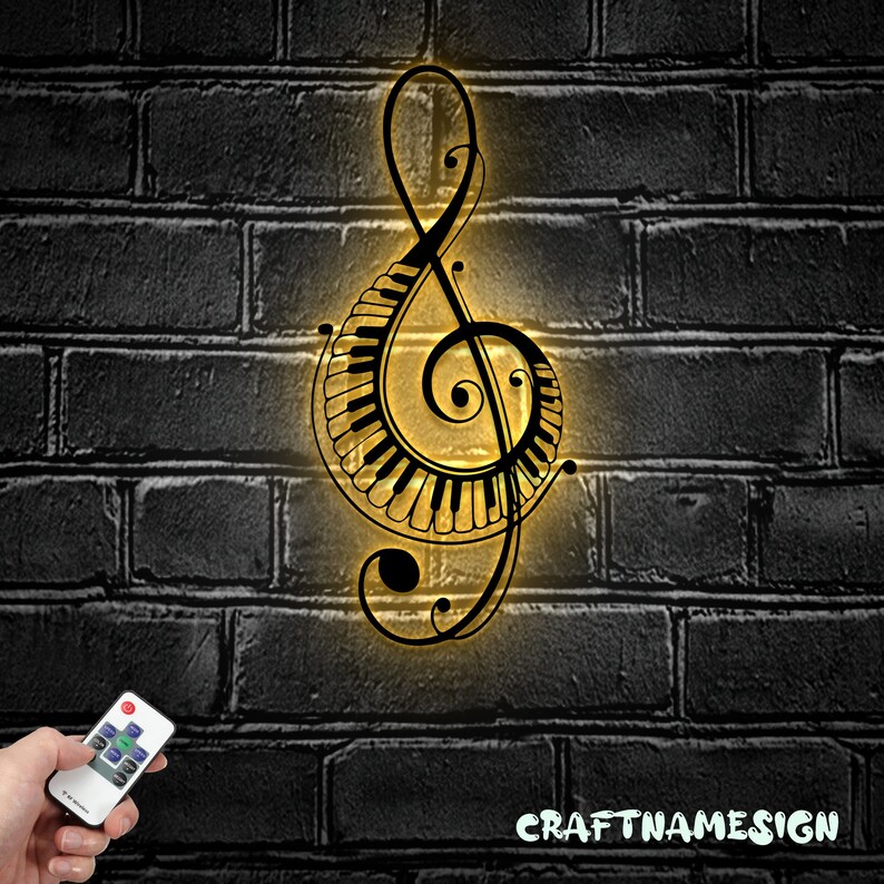 Custom Musical Note Piano Player Metal Wall Art LED Light - Etsy