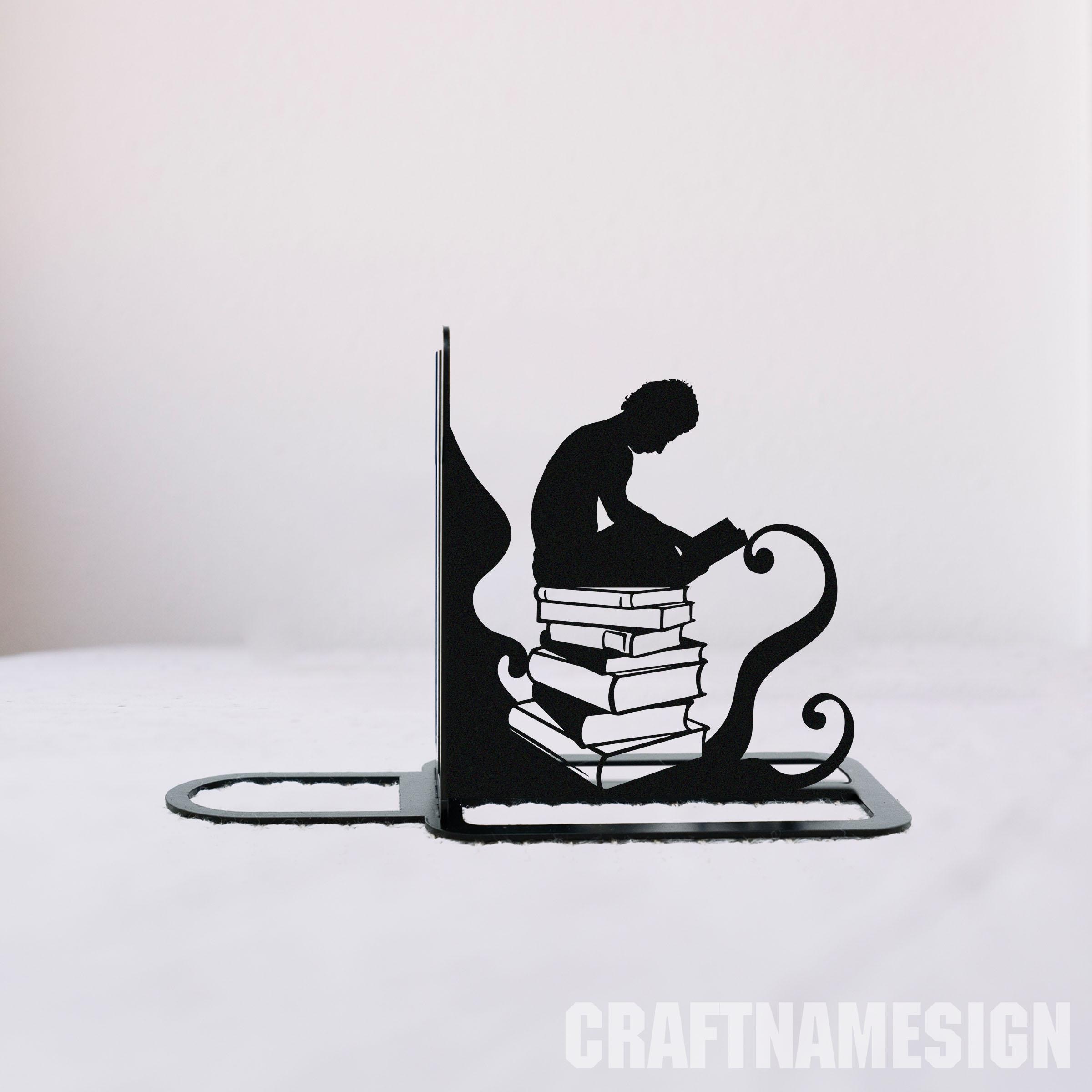 Custom Bookend Reading Book Metal Table Decor, Personalized Name Book ...