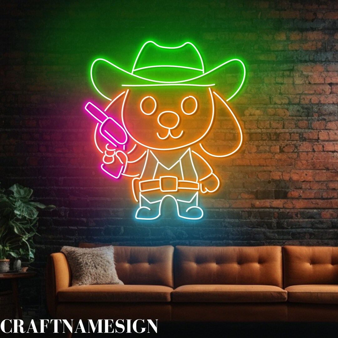 Cowboy Beagle Dog Wild West Neon Sign, Cowboy Beagle Dog Led Sign ...