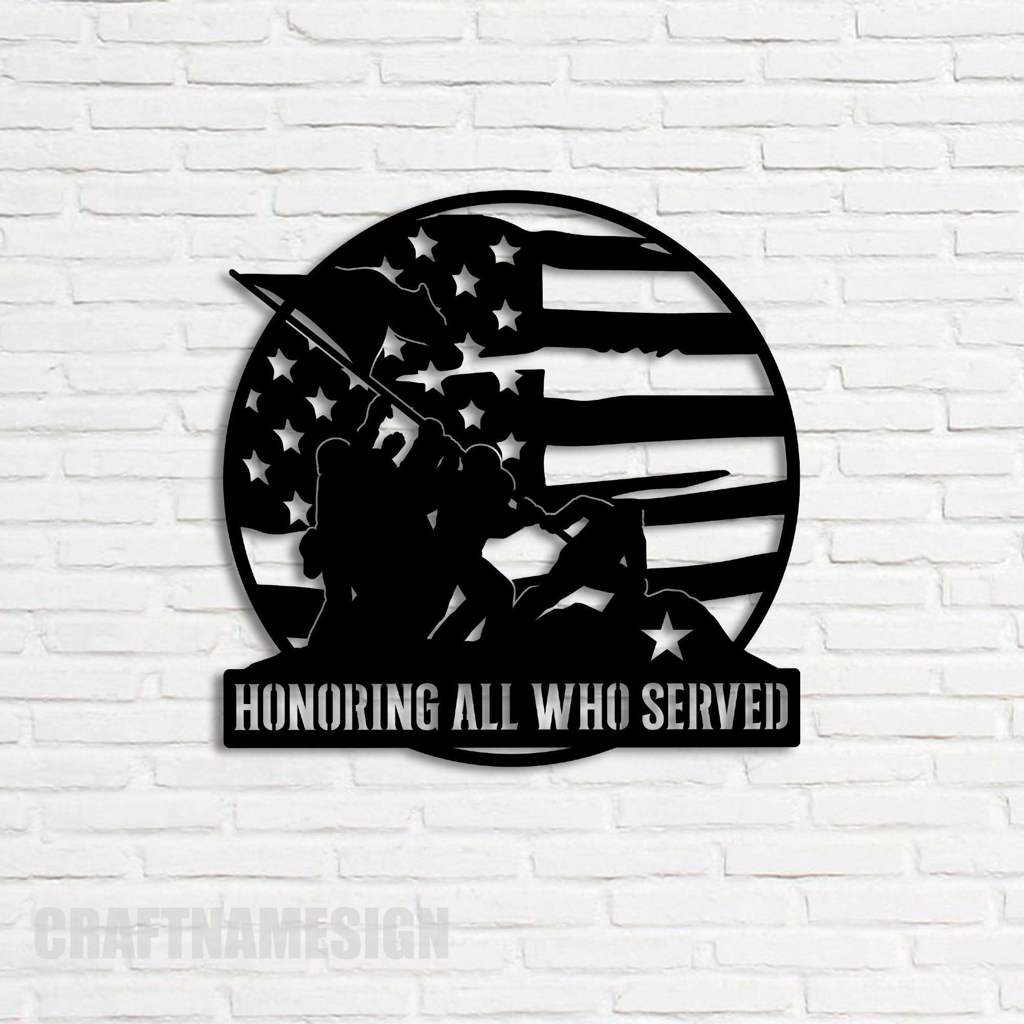 Happy Veterans Day Honoring All Who Served Metal Wall Art Led Light ...