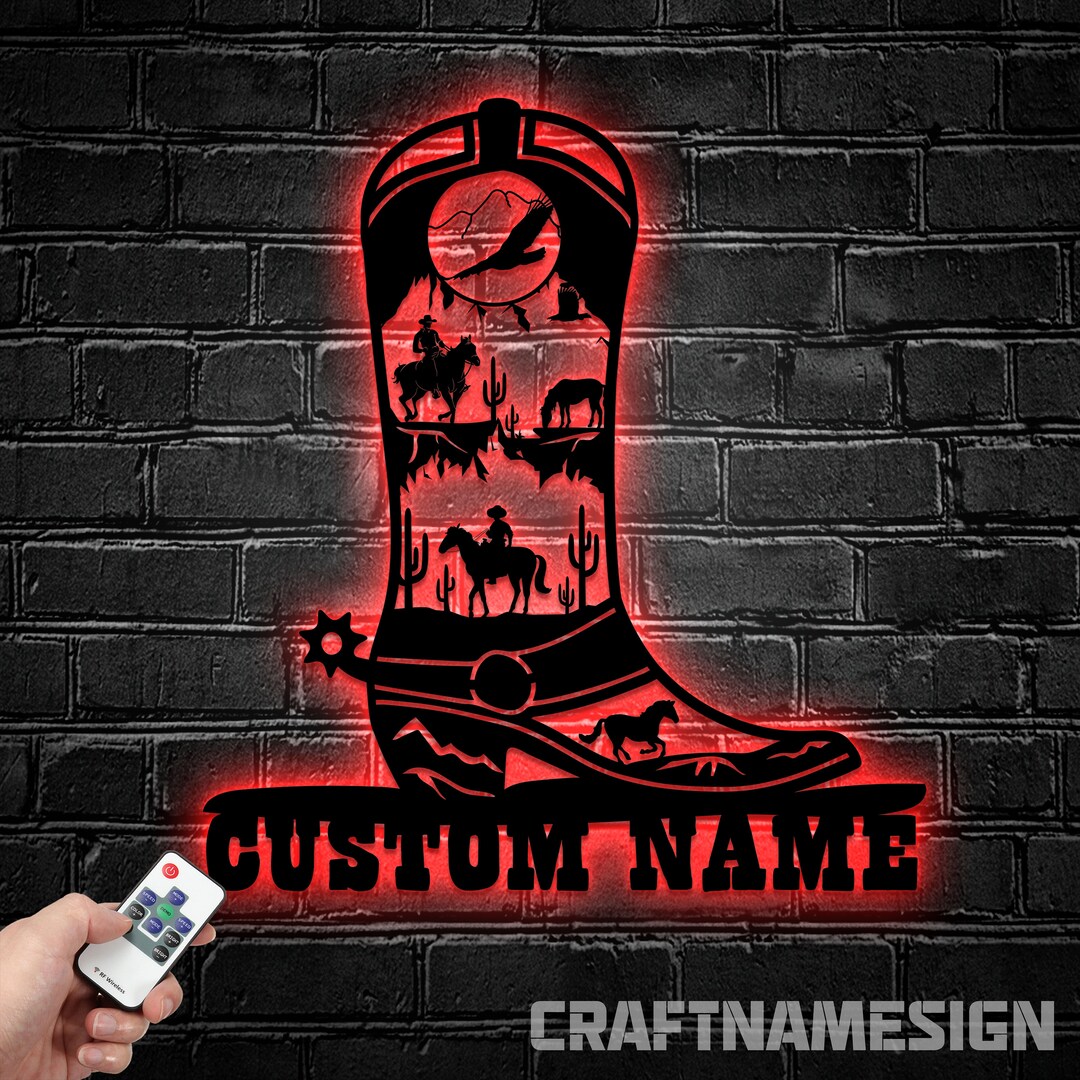 Cowboy Boots Metal Wall Art, Cowboy Boots Metal Sign Decoration for ...