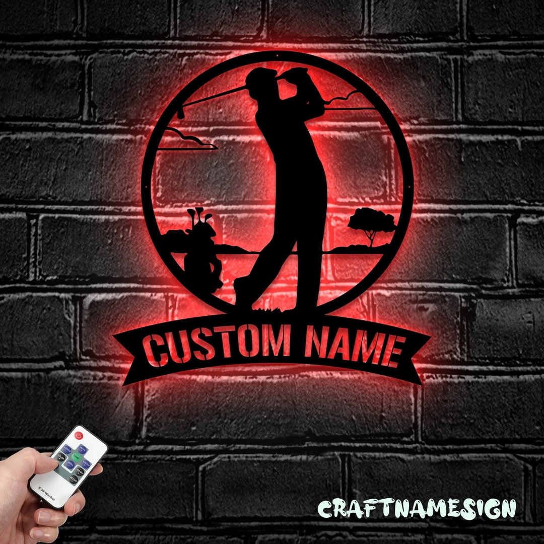 Custom Golfing Metal Wall Art LED Light Personalized Golfer - Etsy
