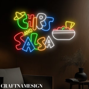 Chris and Salsa Neon Sign, Nachos Led Sign, Custom Neon Sign, Fast Food ...