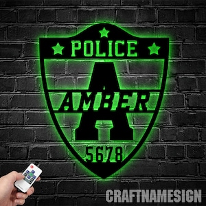 Personalized Police Force Metal Sign With LED Lights, Custom Police ...