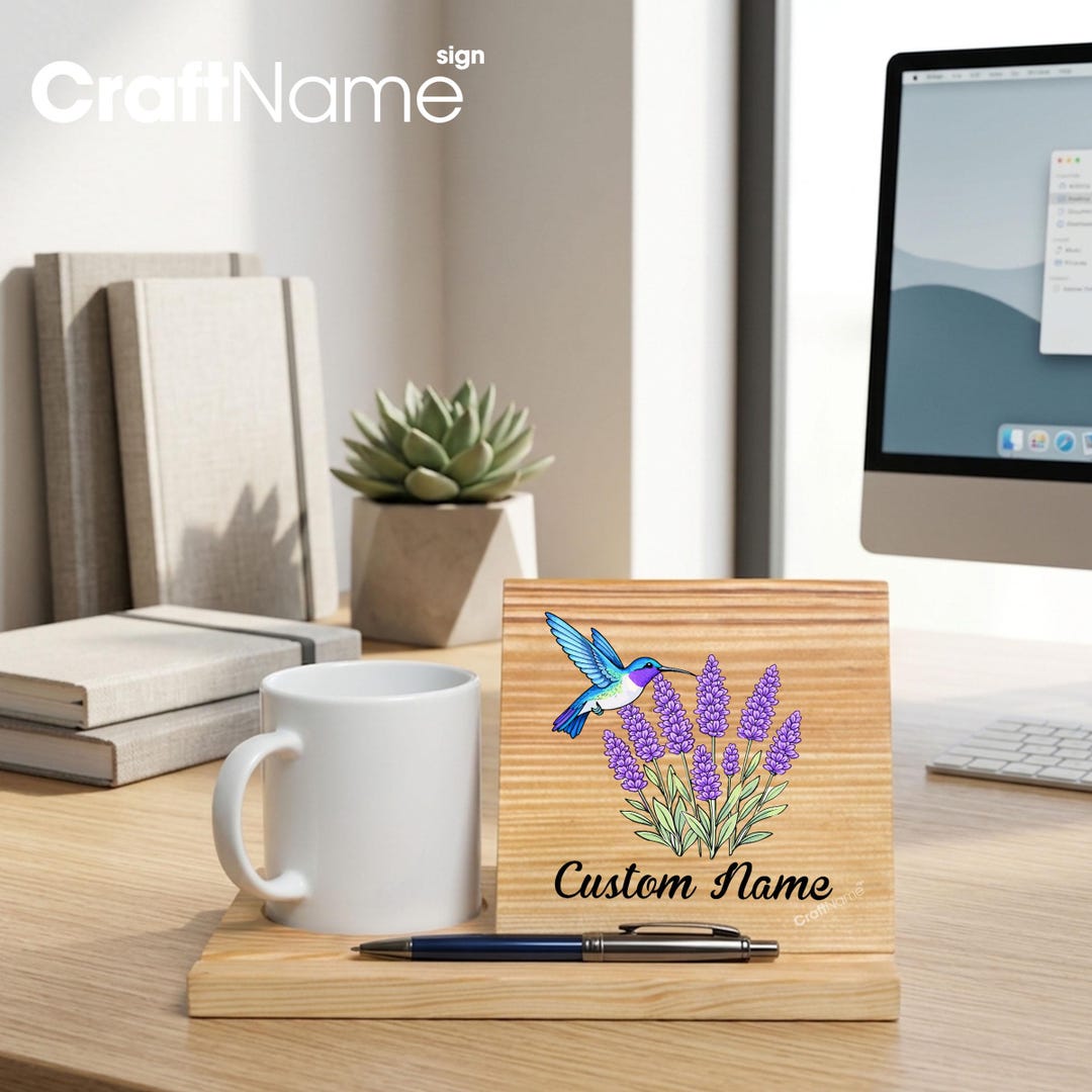 Personalized Hummingbird Wooden Book Holder, Lavender Floral Book Stand ...