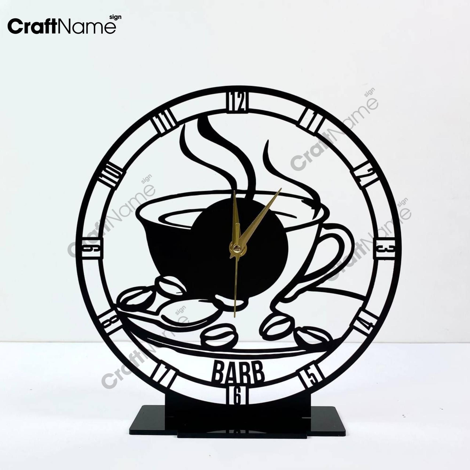 Personalized Coffee Cup Metal Table Clock, Personalized Silent Tabletop ...