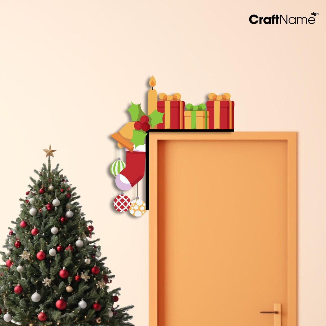 Christmas Gift Box Metal Door Topper, Christmas Stocking Metal Door ...