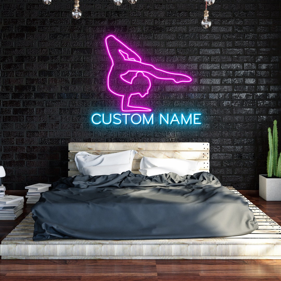 Custom Female Gymnastics Neon Wall Art - Personalized Girl Gymnast Name ...