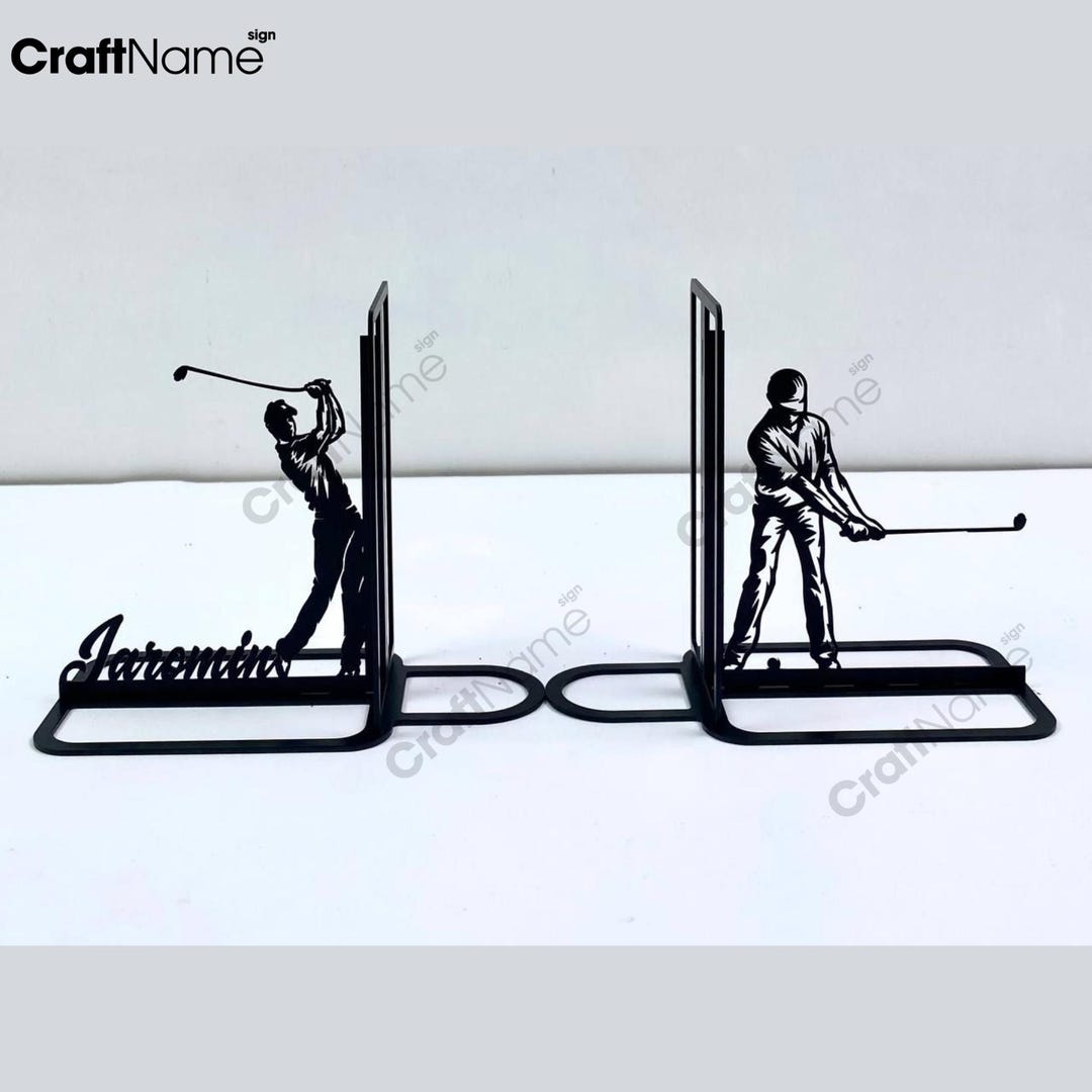 Personalized Golf Metal Bookends for Desk, Custom Golf Player Book End ...