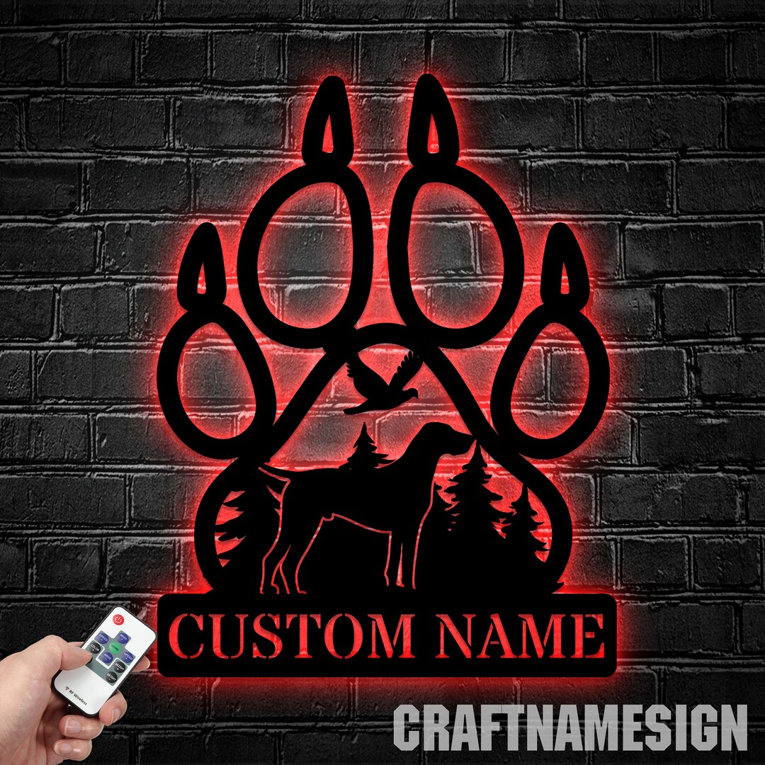 Custom German Shorthaired Pointer Dog Metal Wall Art LED Light, Dog ...