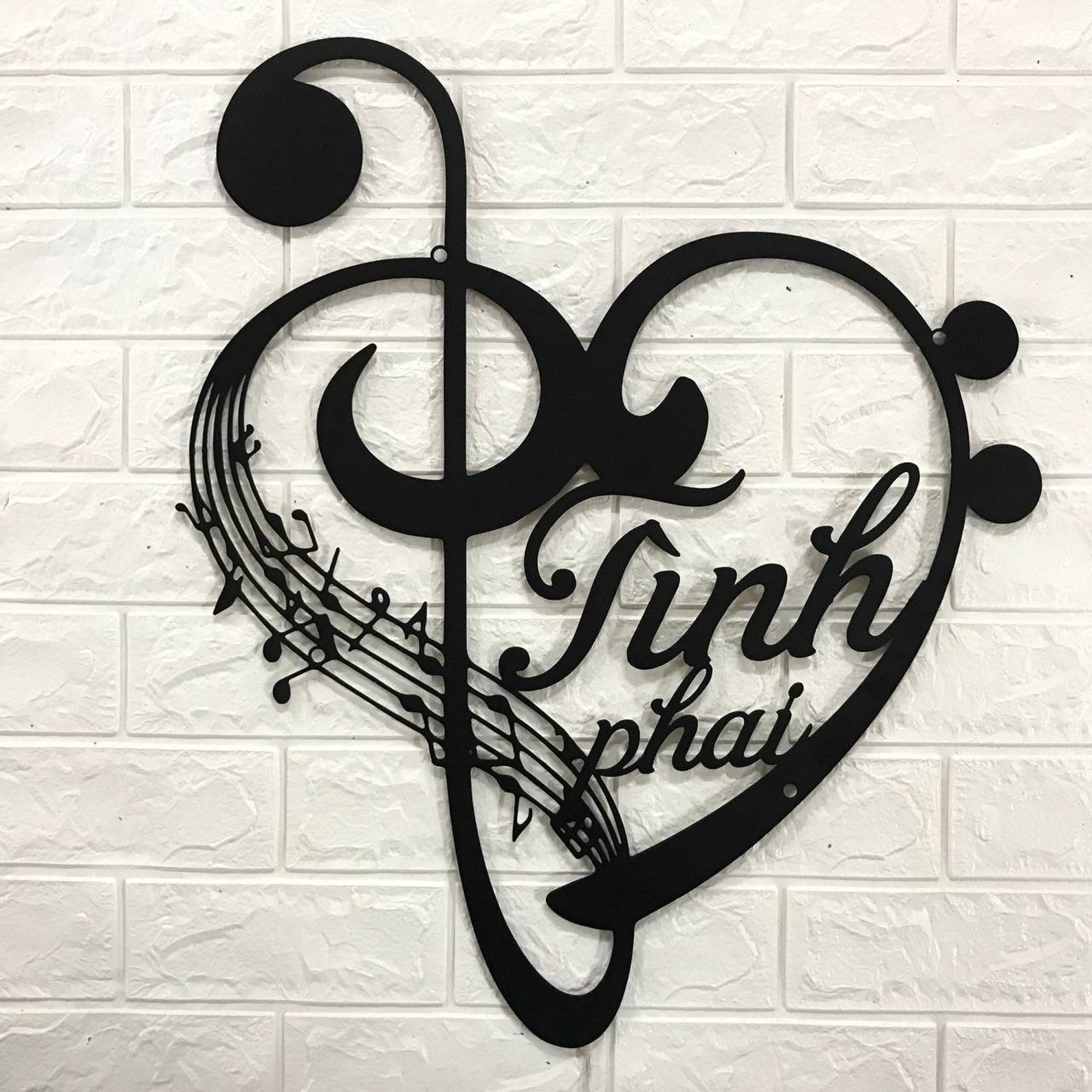 Custom Music Notes Metal Wall Art LED Light - Personalized Music Notes ...