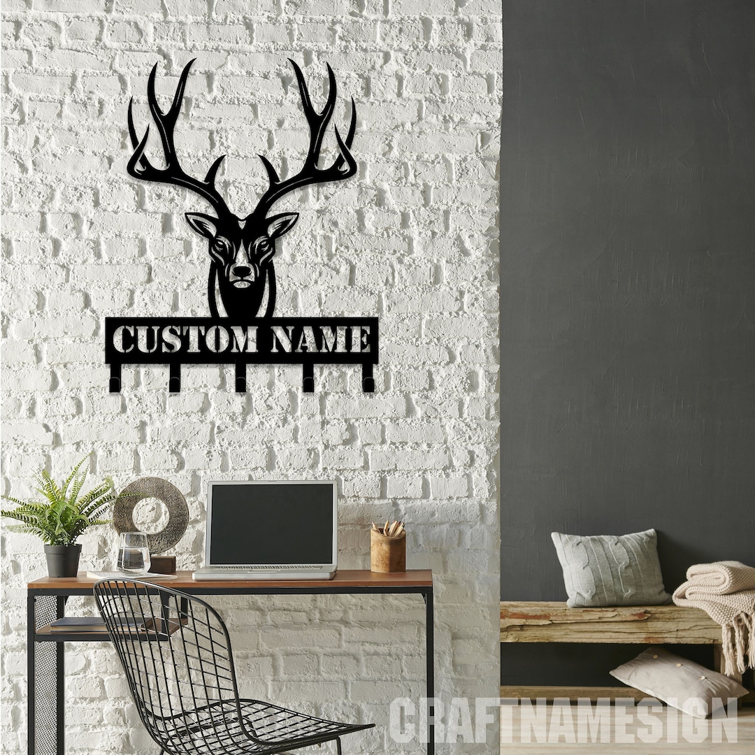 Custom Deer Hunting Metal Key Holder, Deer Lover Name, Deer Hunting ...