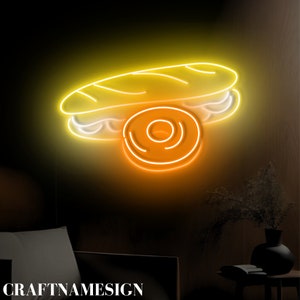 Sandwich and Bagel Neon Light, Poland Bagel Sandwich Led Light, Custom ...
