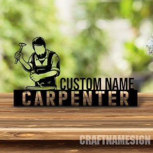Custom Wooden Carpenter Desk Name Plate, Carpentry Metal Nameplate for ...