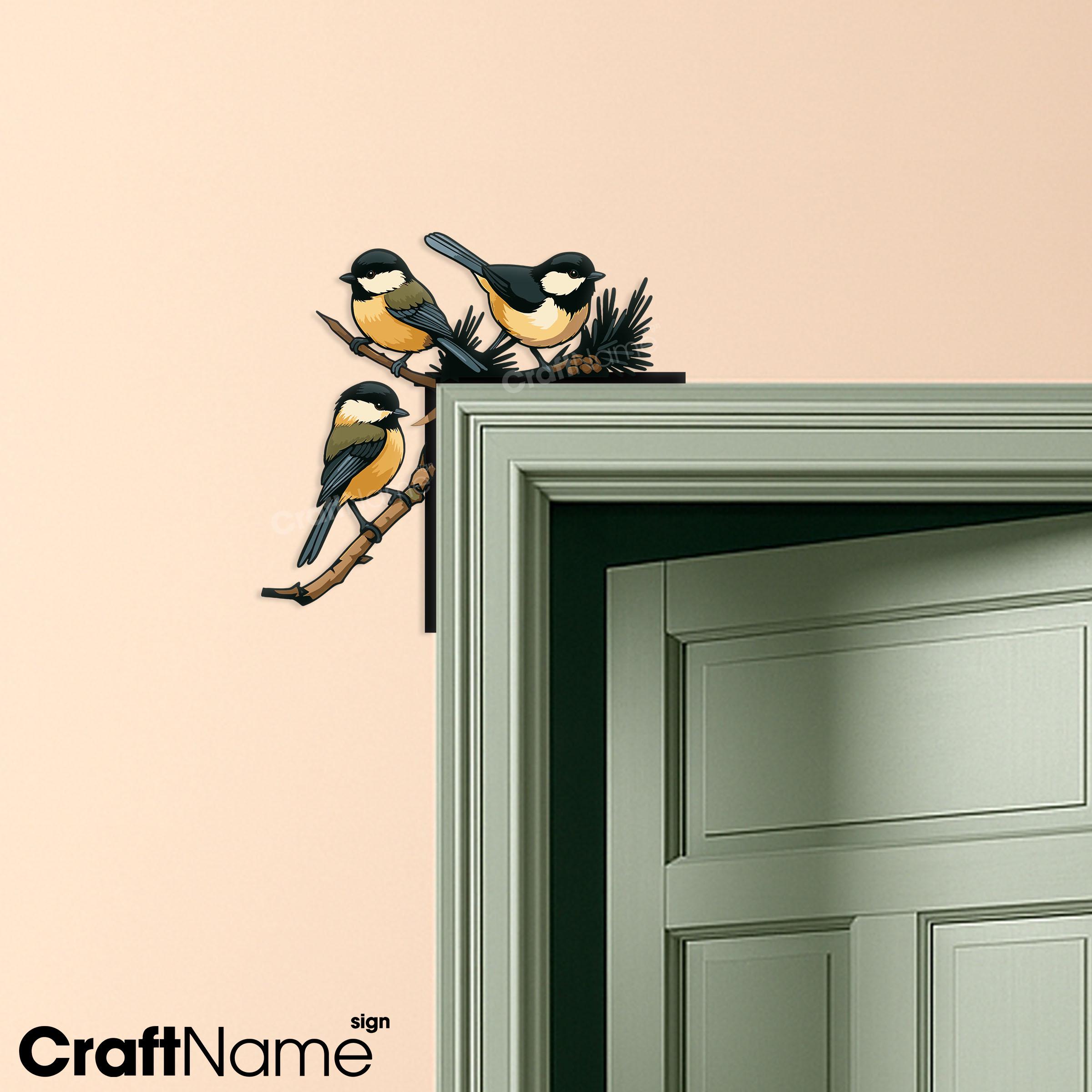 Chickadee Birds Metal Door Corner Decor, Chickadee Door Topper, Birds ...