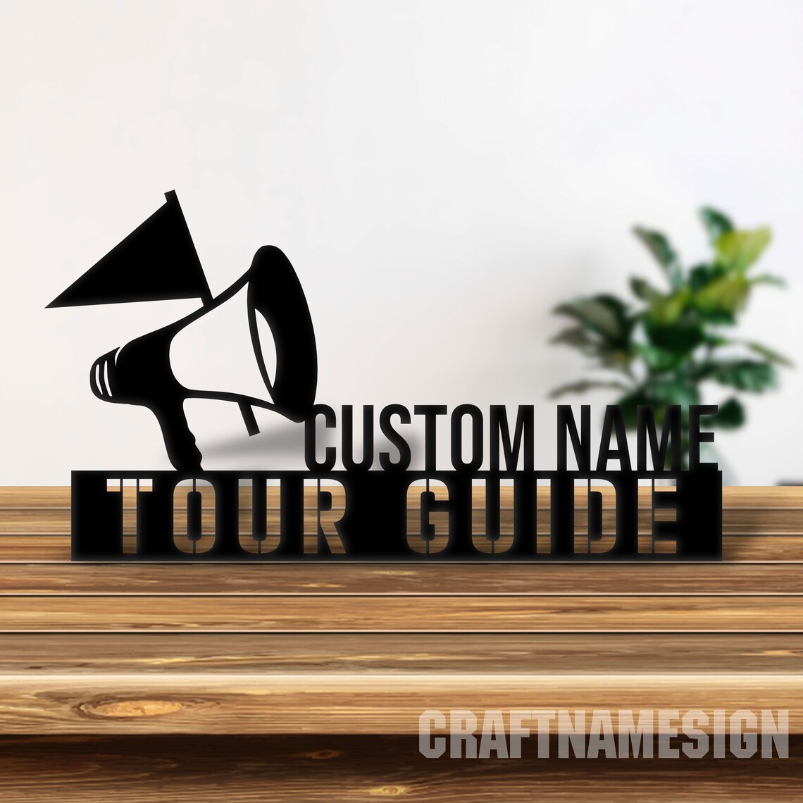 Custom Wooden Tour Guide Desk Name Plate, Tour Guide Metal Nameplate ...