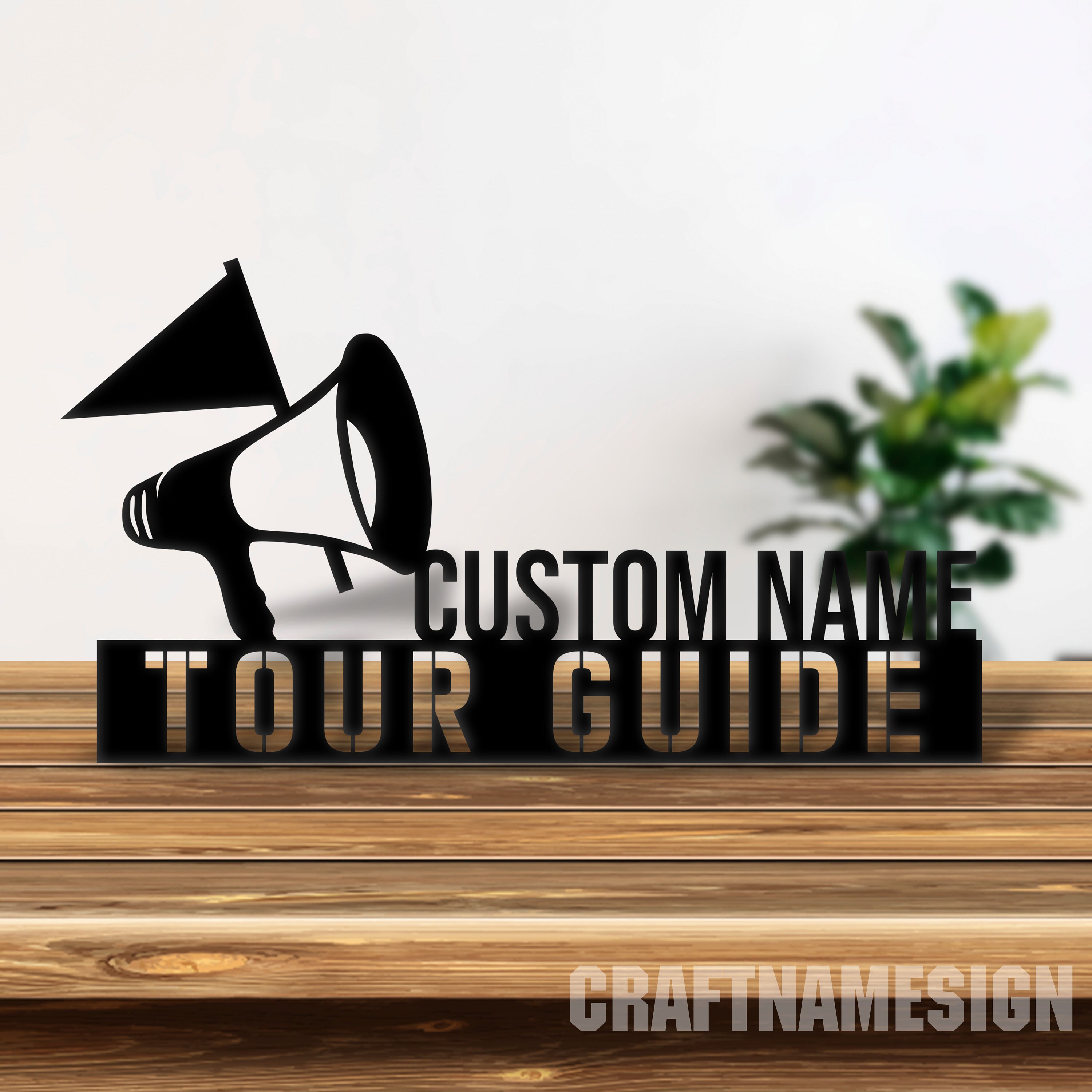 Custom Wooden Tour Guide Desk Name Plate, Tour Guide Metal Nameplate ...