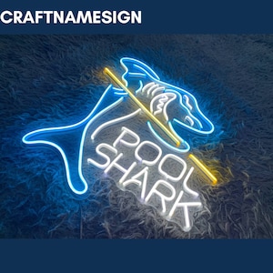 Billiard Pool Shark Neon Sign, Pool Shark Led Sign, Billiards Neon ...