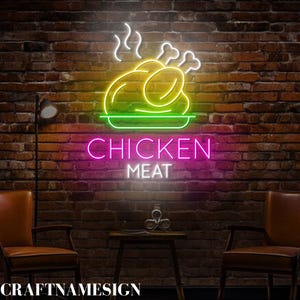 Chicken Meat Neon Sign, Chicken Butcher Shop Led Sign, Custom Neon Sign ...