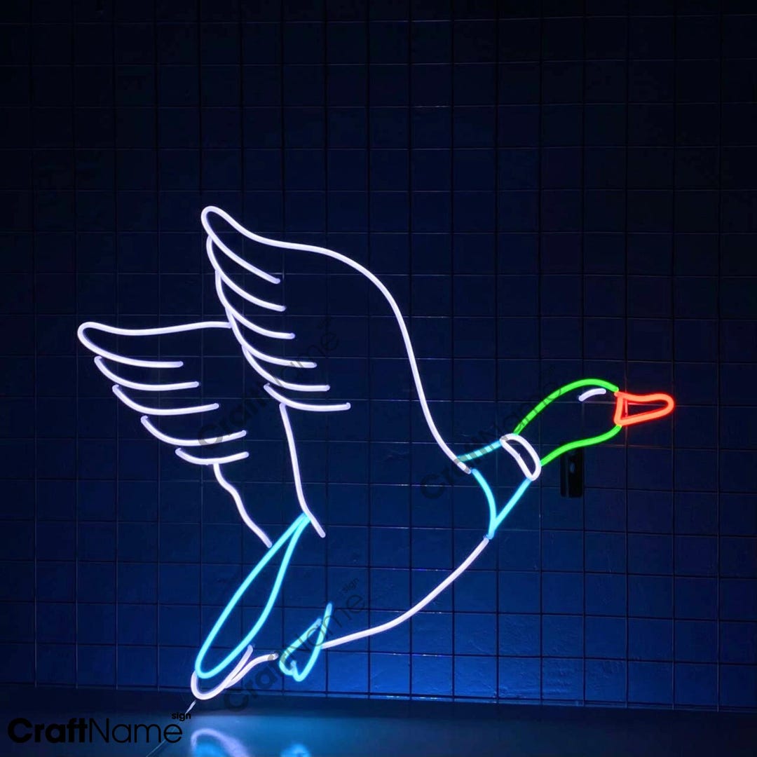 Flying Duck Neon Sign, Duck Led Sign, Custom Neon Sign, Duck Farm Wall ...