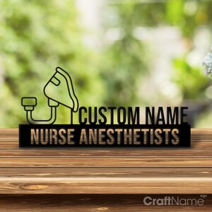 Custom Nurse Anesthetists Metal Desk Name Plate, Nurse Wooden Nameplate ...