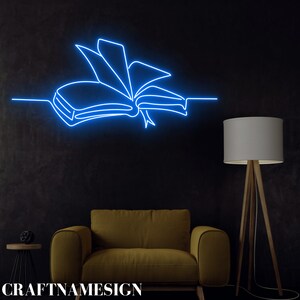 Book Neon Line Art Sign, Book Led Sign, Custom Neon Light, Book Store ...